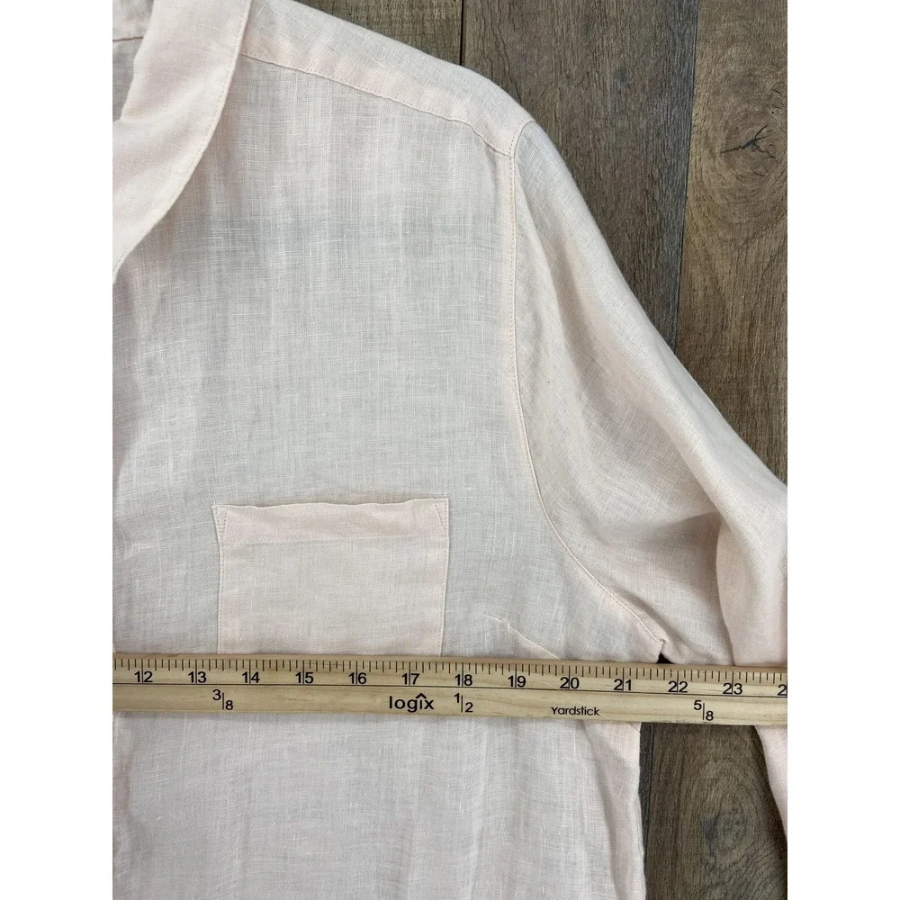 Garnet Hill | Tops | Garnet Hill Shirt Womens 2 Pink Linen Light Casual ...